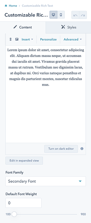 Customizable Rich Text Module